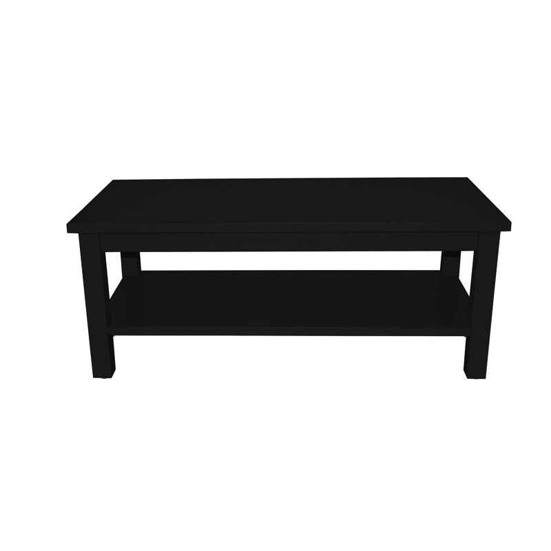 Aneurin Solid Wood Coffee Table Latitude Run Color Black